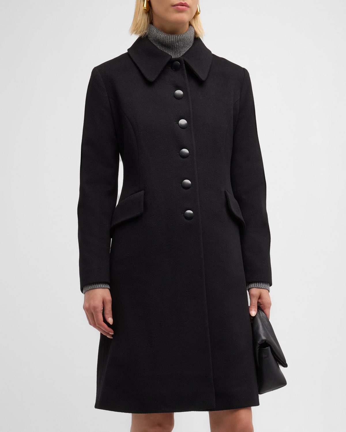 Fleurette Nell Single-Breasted Wool Princess Coat - Black  display picture 1