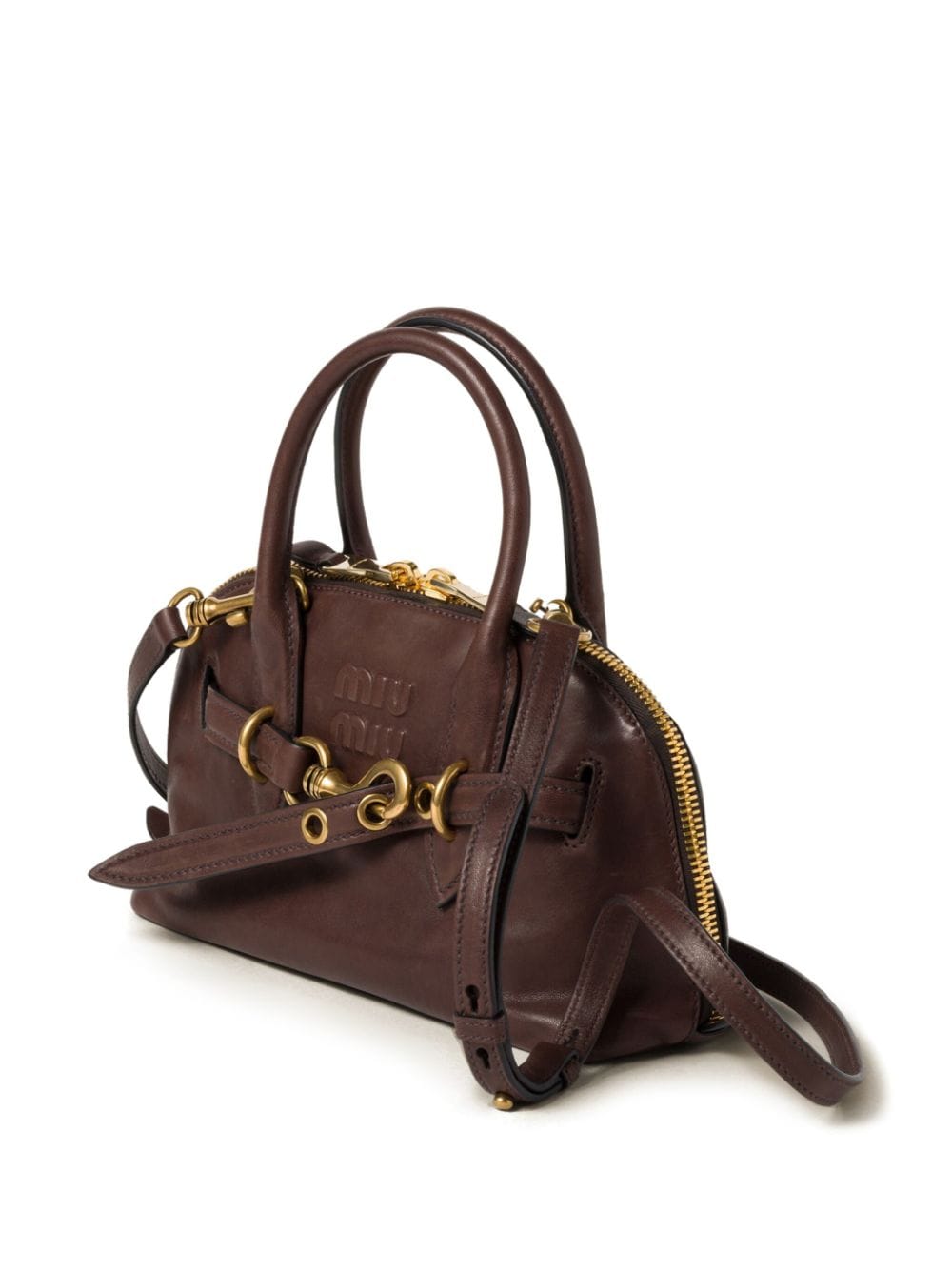 Miu Miu Aventure Leather Shoulder Bag - Brown | Editorialist