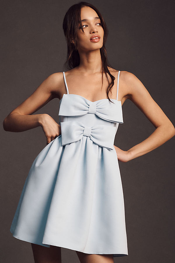Sachin & Babi Sloane Taffeta Double-Bow Pleated Colorblock Mini Dress -  Black | Editorialist