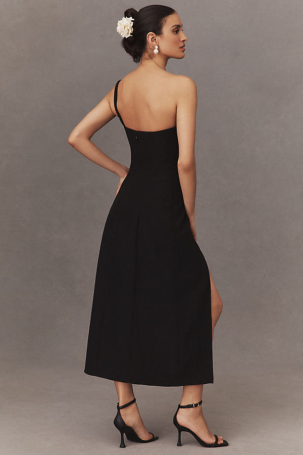 the wolf gang flores one shoulder rose midi dress The Wolf Gang Flores One-Shoulder Rose Midi Dress