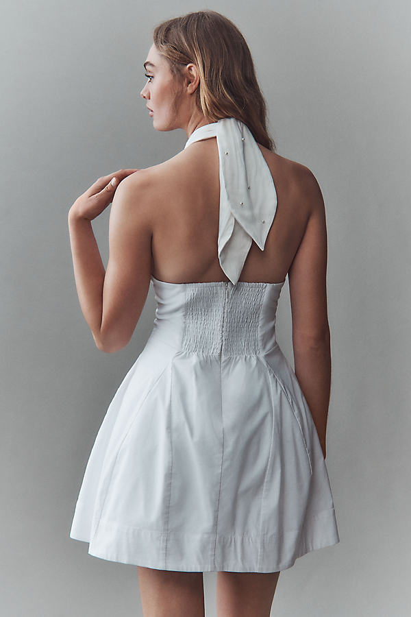 bhldn halter pearl embellished mini dress Bhldn Halter Pearl-Embellished Mini Dress In White - 30% Off