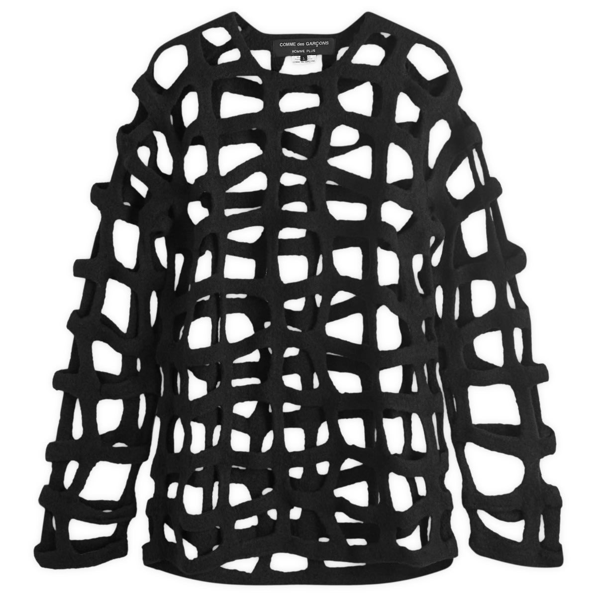Comme Des GarçOns Garment Treated Grid Knit - Black | Editorialist