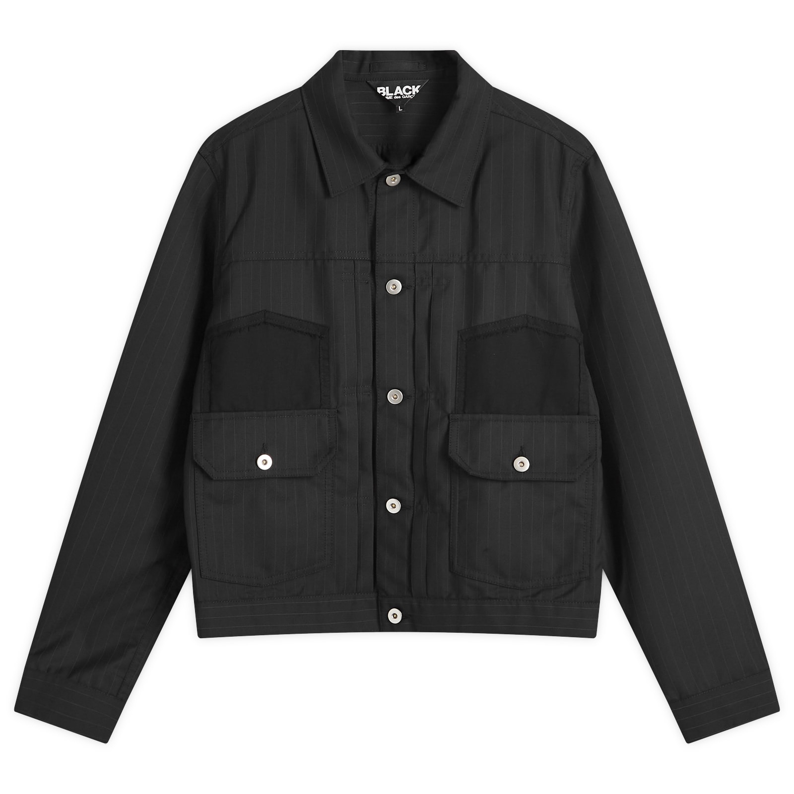 Comme Des GarçOns Black Pinstripe Trucker Jacket - Black/White