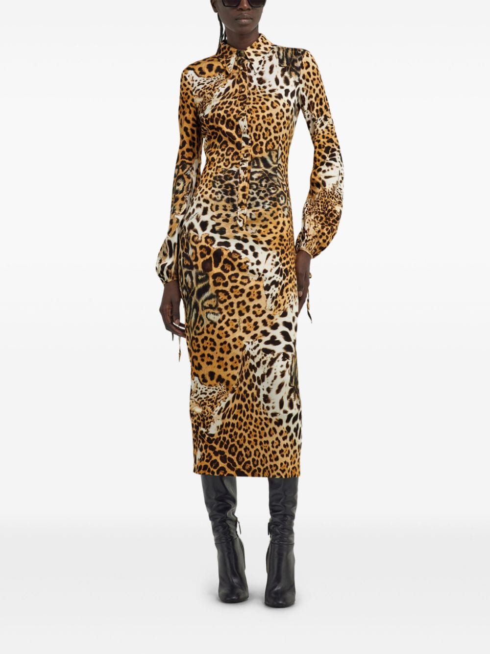 ROBERTO CAVALLI Roberto Cavalli Leopard-Print Midi Dress