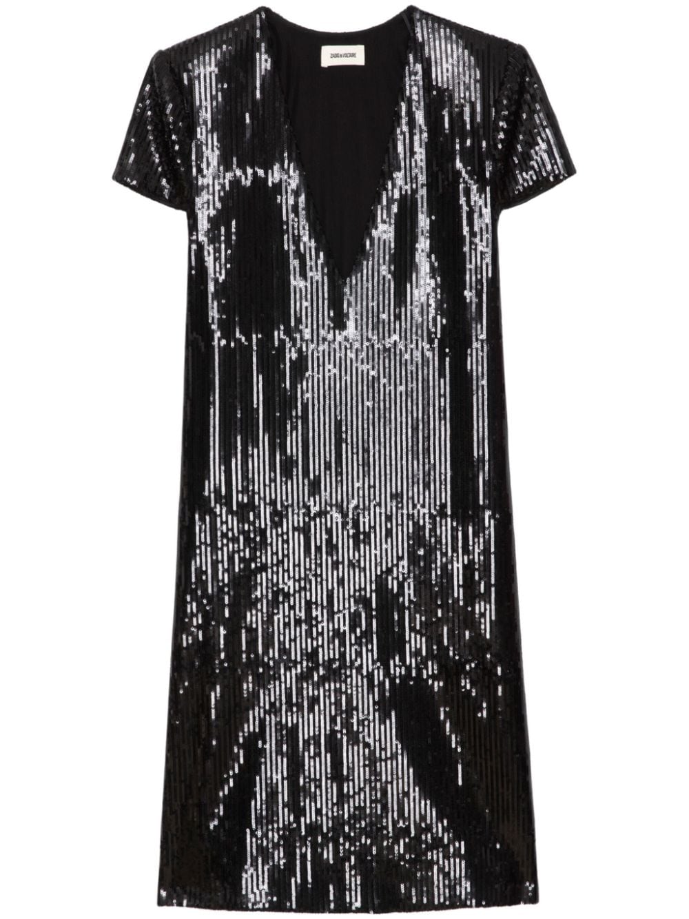 cream gold dress MO&Co. Women's Black Sequin T-shirt Party Dress Pullover with Letter Black Size S main image 0
