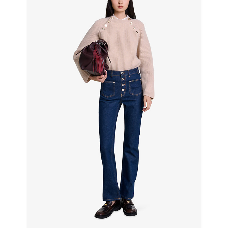 MAJE Bootcut High-Rise Denim Jeans