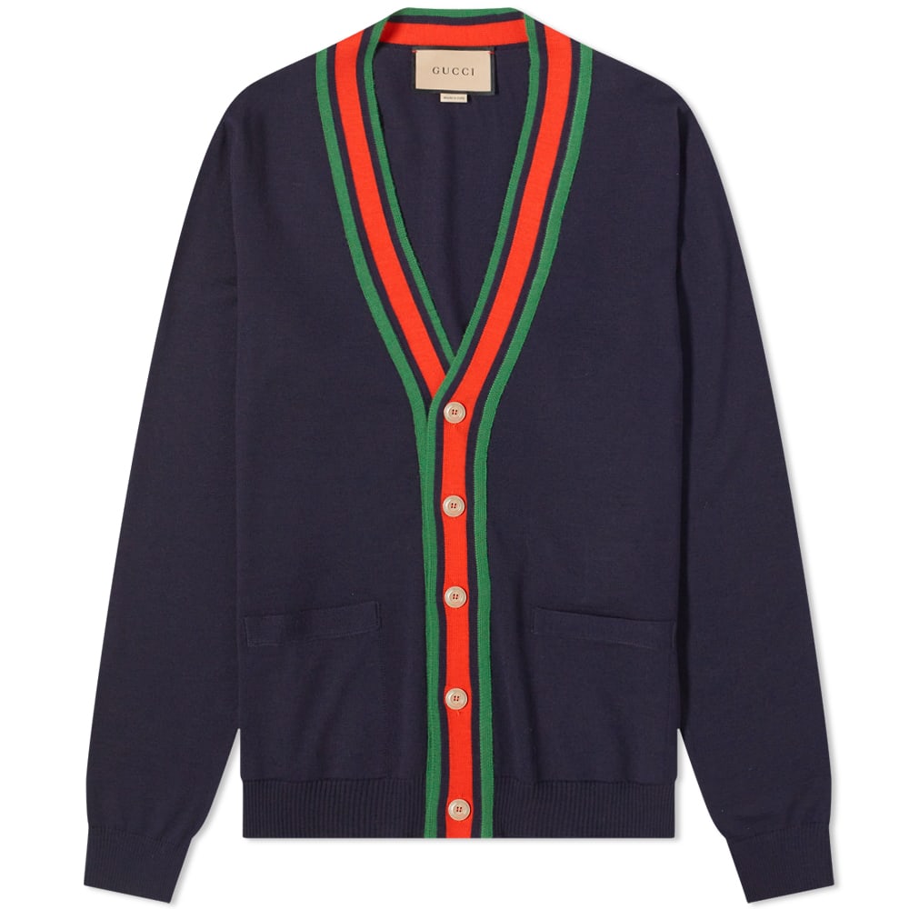 Gucci Grg Trim Cardigan - Navy | Editorialist
