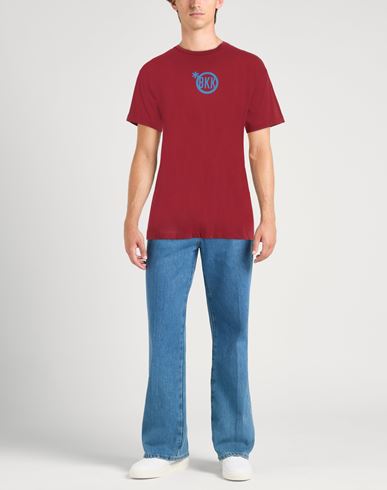 BIKKEMBERGS man t-shirt burgundy size m cotton, elastane