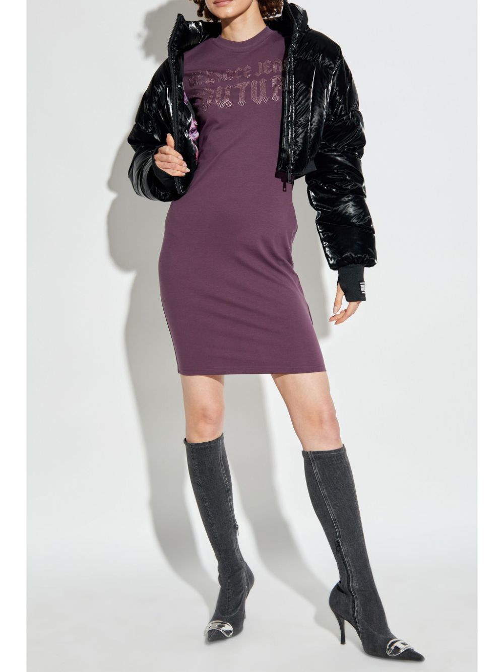 VERSACE Versace Jeans Couture Logo-Embellished T-Shirt Dress