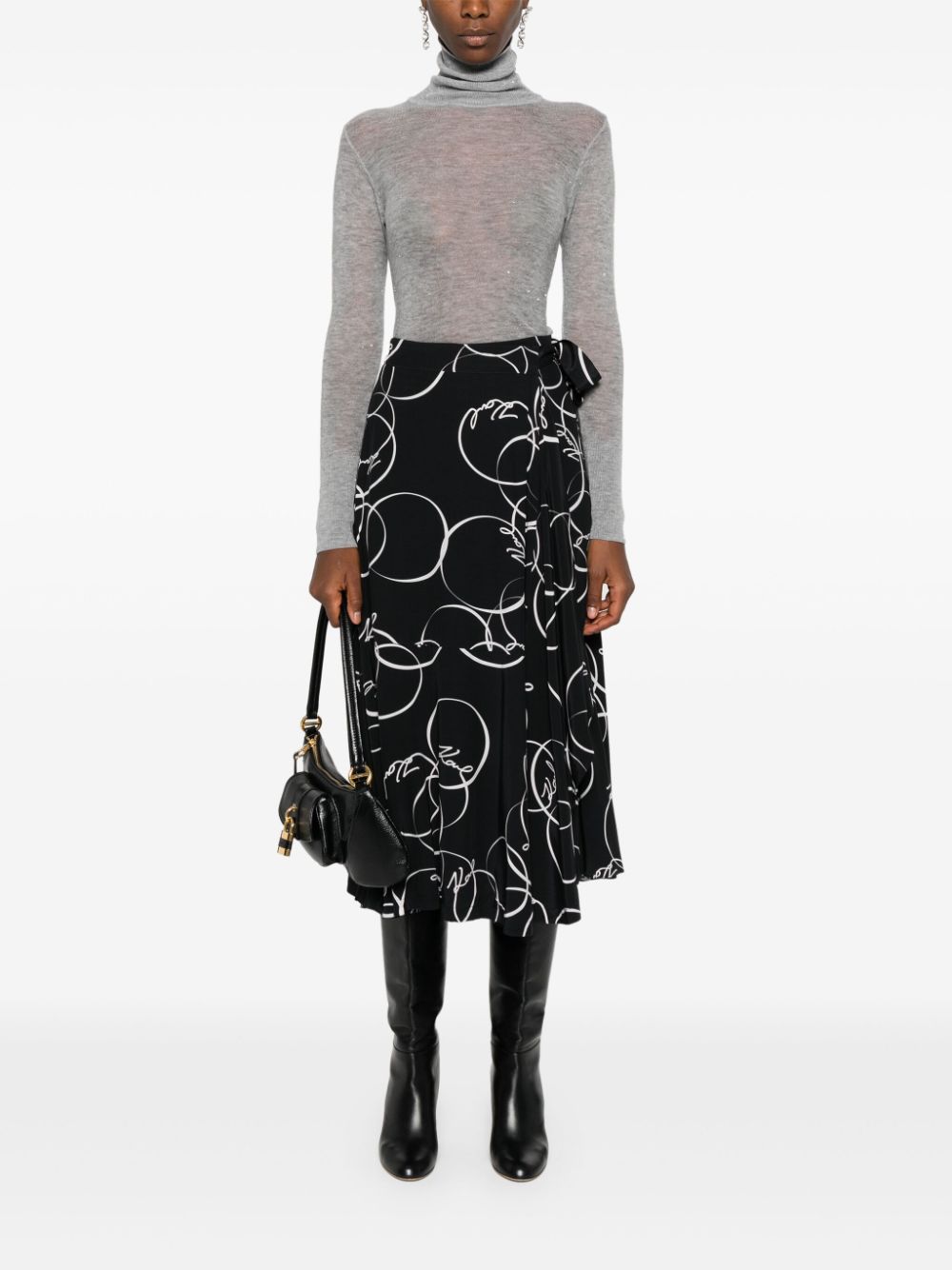 KARL LAGERFELD Karl Lagerfeld Circle Print Wrap Skirt
