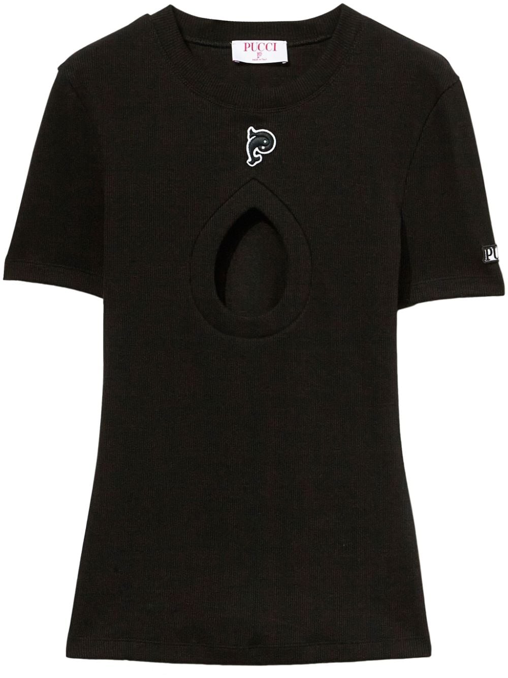 Emilio Pucci Teardrop Cut-Out T-Shirt - Black | Editorialist