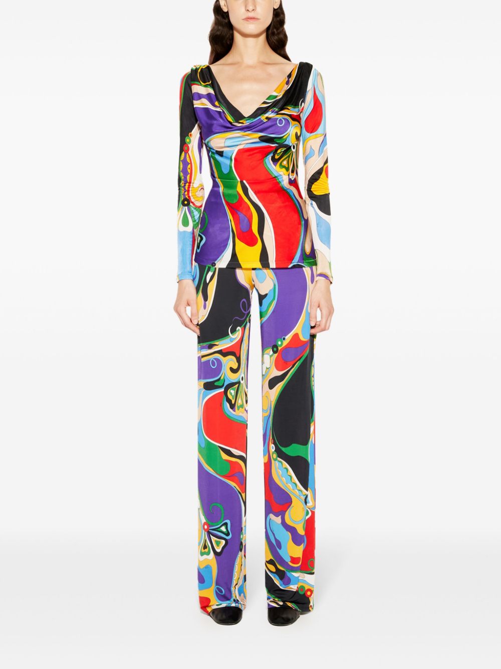 EMILIO PUCCI PUCCI Cowl-Neck Printed Blouse