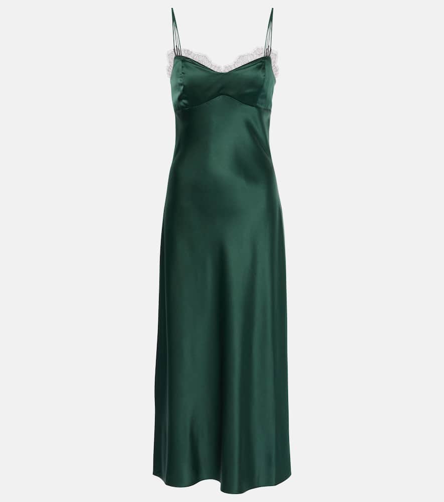 Veronica Beard Bixie Silk-Blend Satin Slip Dress In Green - 30% Off |  Editorialist