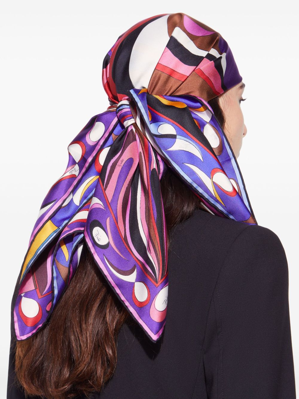 Emilio Pucci Large Orchidee-Print Silk Scarf - Purple | Editorialist