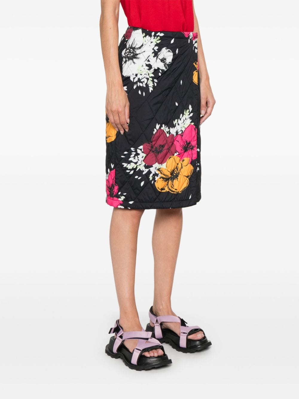 MOSCHINO MOSCHINO JEANS Floral Print Wrap Midi Skirt