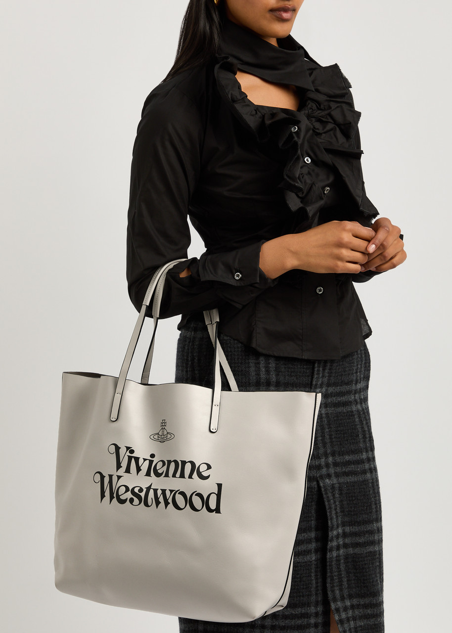Vivienne Westwood Studio Logo Leather Tote - Grey | Editorialist