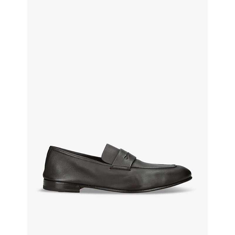Zegna Leather Penny Loafers - Dark Brown | Editorialist display picture 1