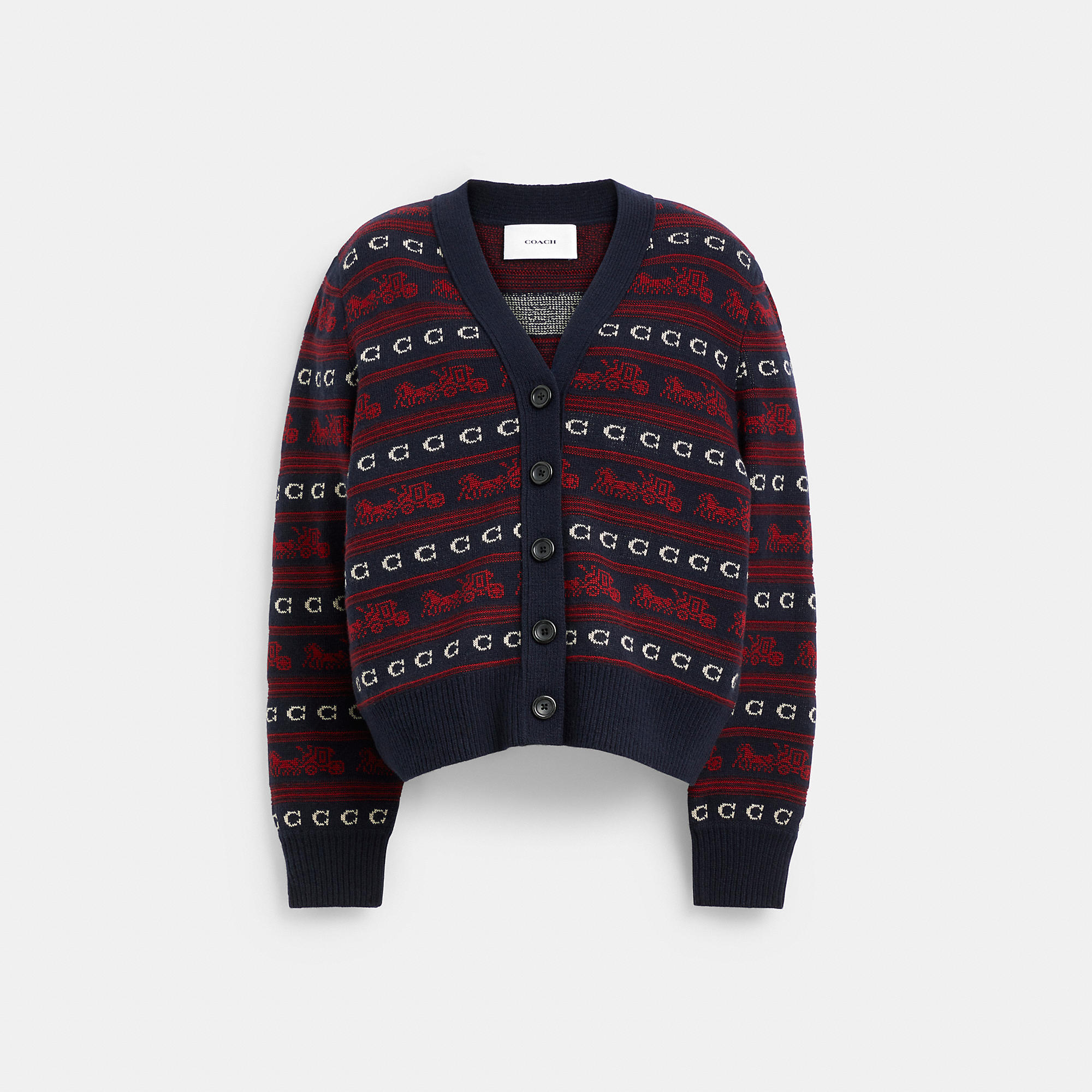 Coach Horse And Carriage Cardigan In Navy/Red - 50% Off | Editorialist