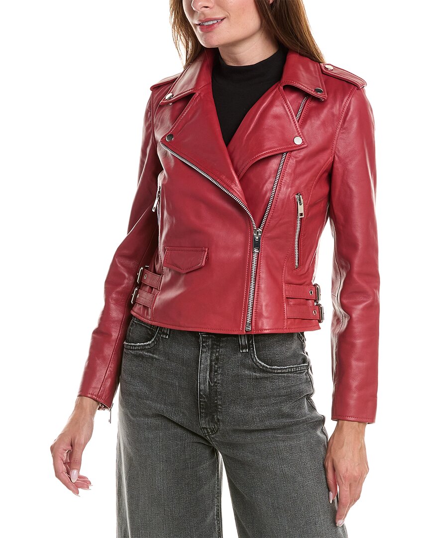 Walter Baker Liz Leather Jacket In Red 74% Off Editorialist