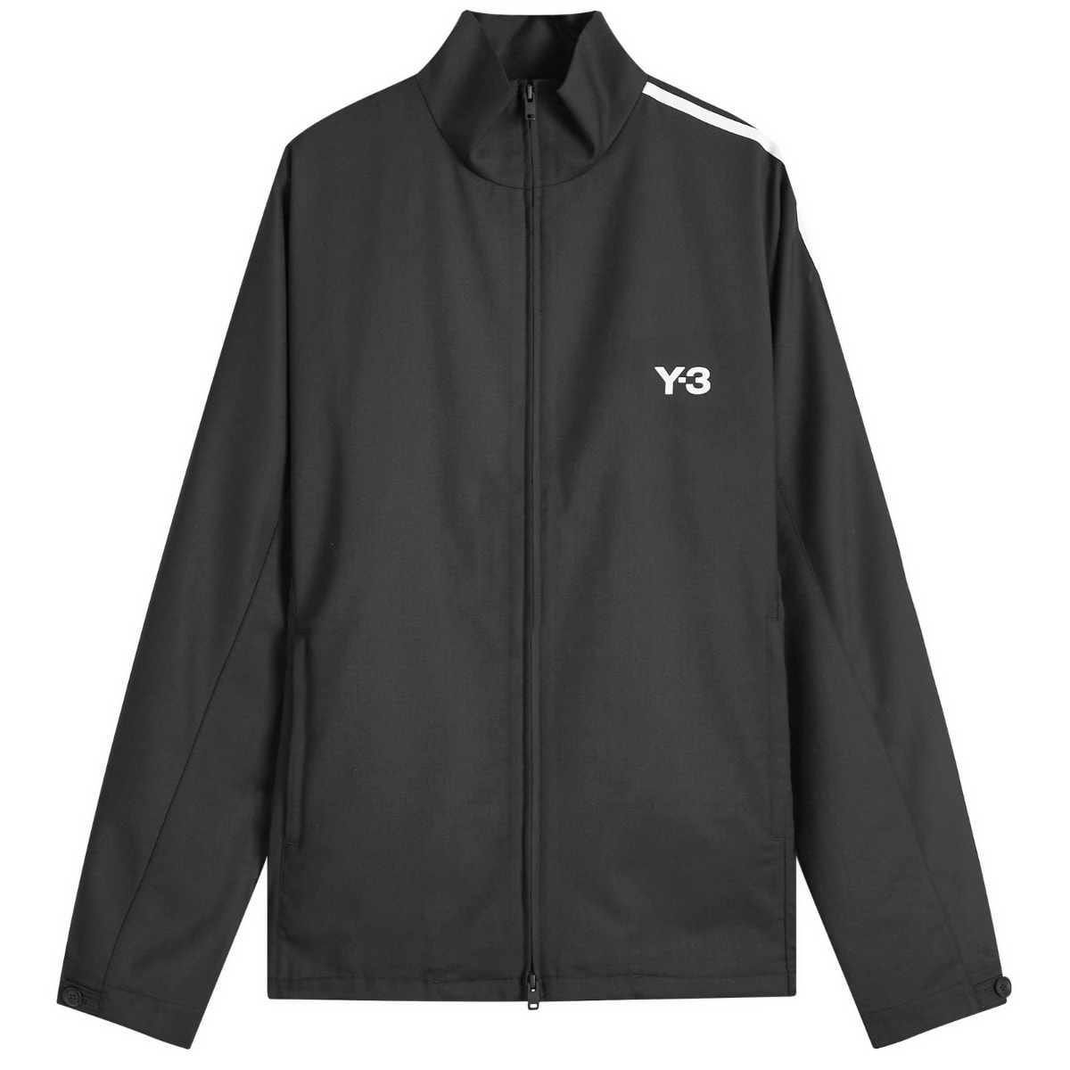 Y3 Refined Wool 3-Stripe Track Top In Black - 45% Off | Editorialist