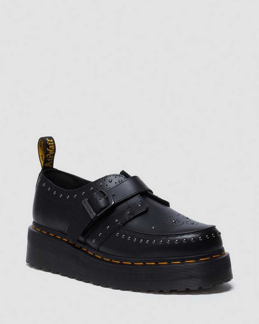 Dr. Martens Ramsey Quad Studded Platform Creepers In Black - 39