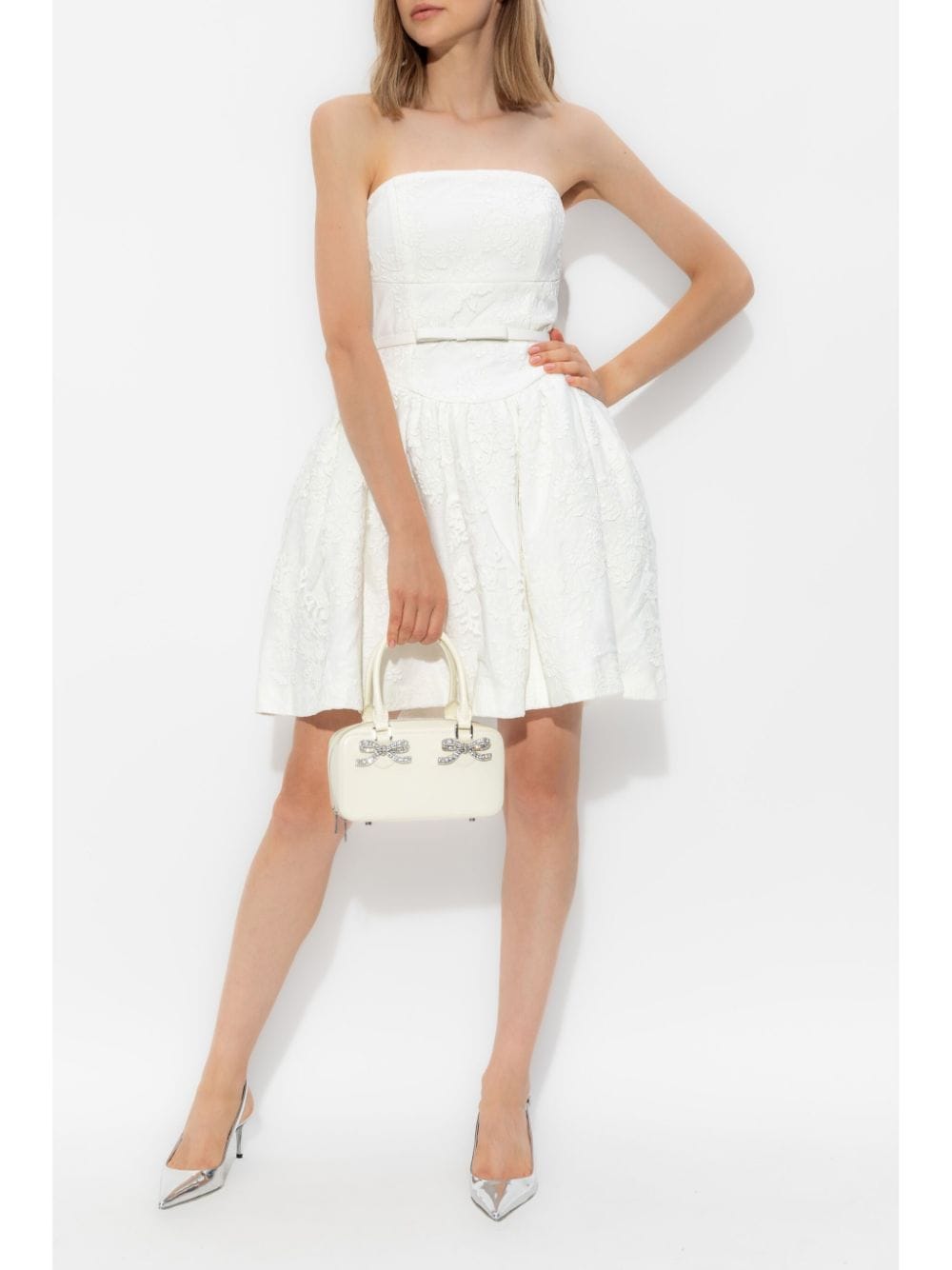 Self-Portrait Bandeau Lace Mini Dress In White - 35% Off | Editorialist