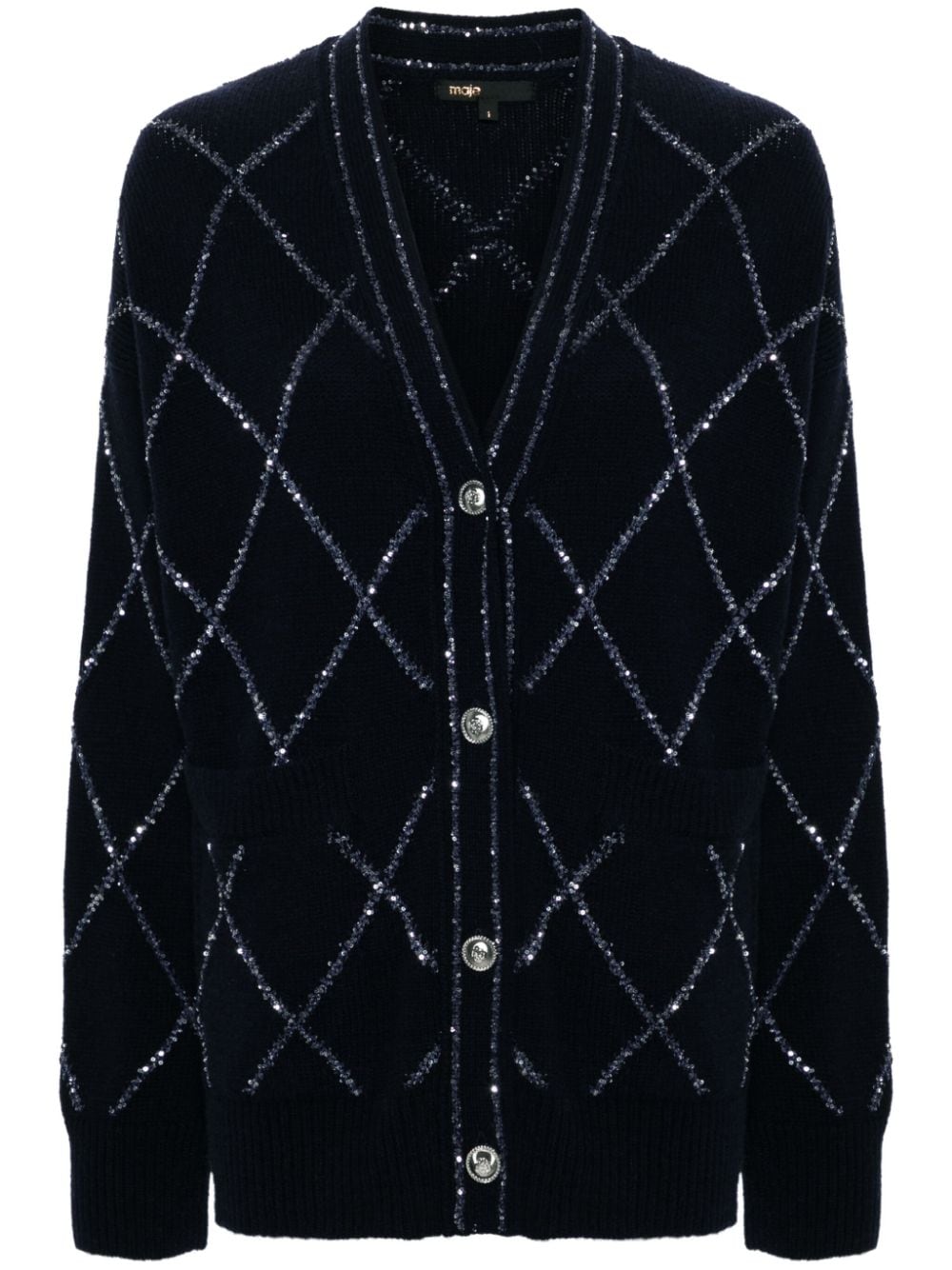 Maje Longline Cardigan In Blue 40% Off Editorialist