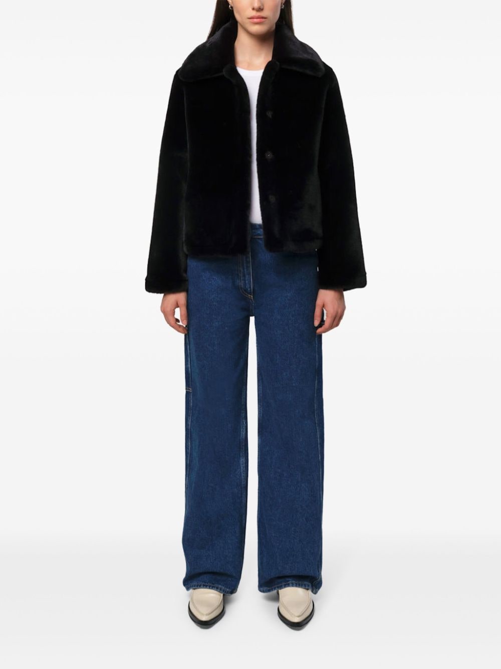 APPARIS Apparis Wide-Collar Faux Fur Jacket