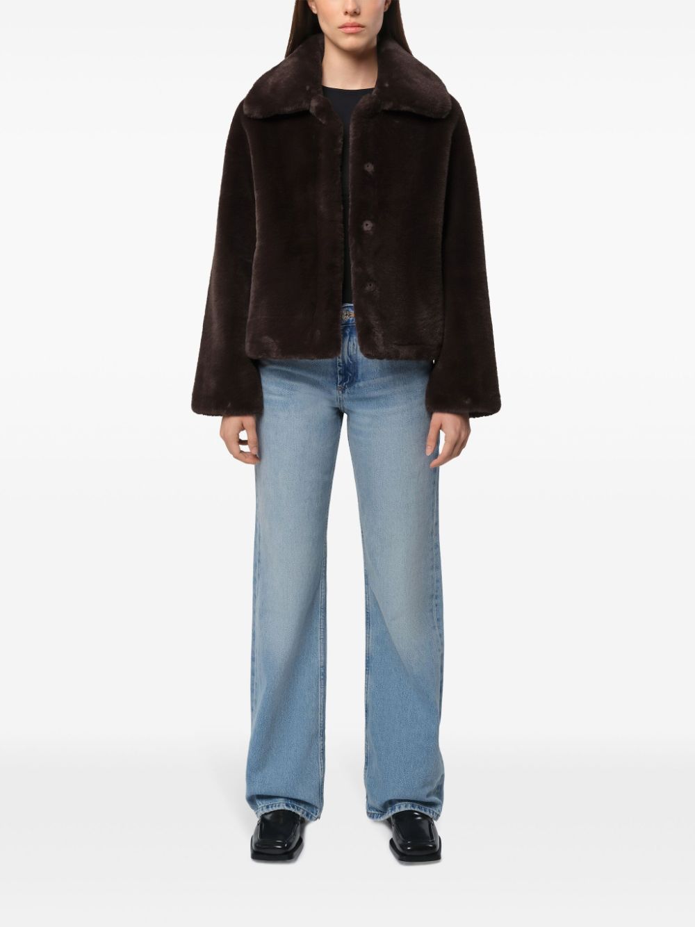 APPARIS Apparis Wide-Collar Faux Fur Jacket