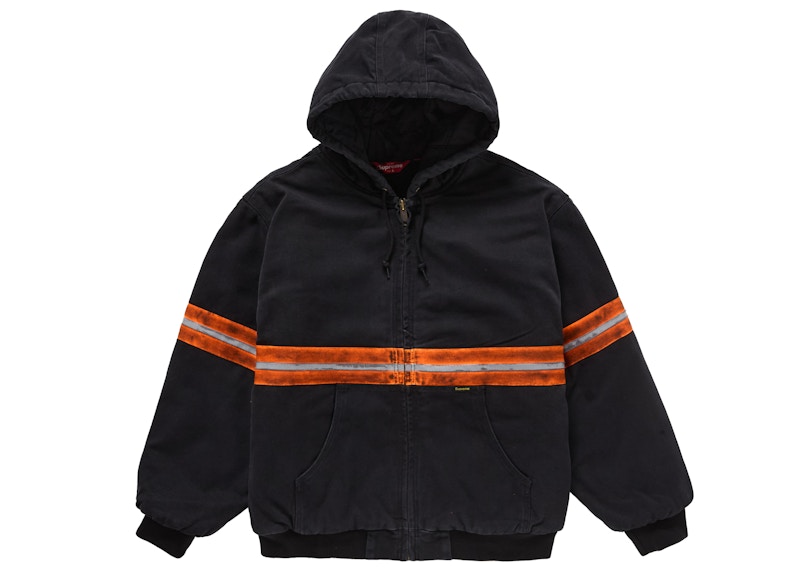 Supreme Reflective Stripe Hooded Work Jacket - Black | Editorialist