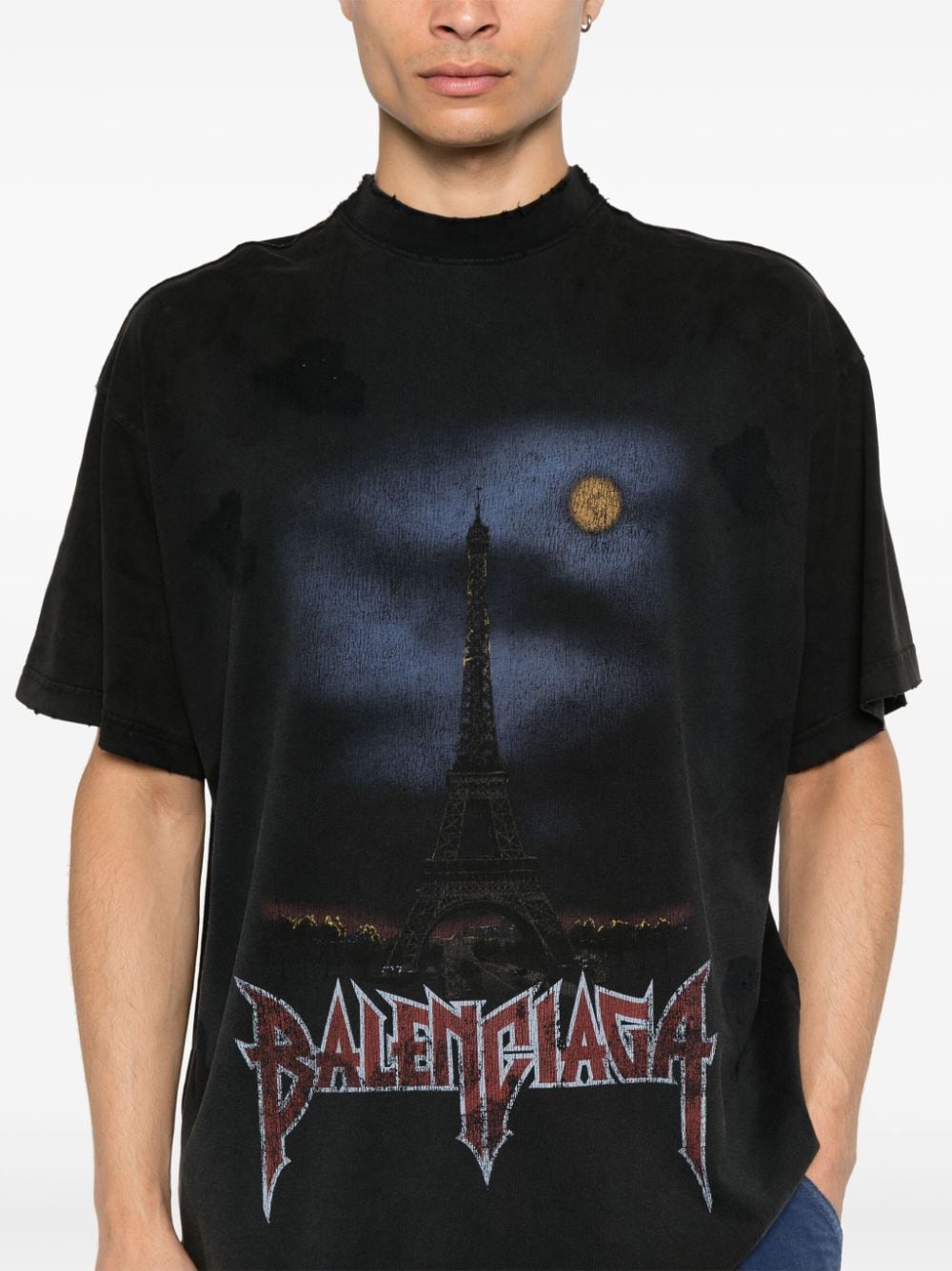 Balenciaga Paris Moon Oversized T Shirt - Black | Editorialist