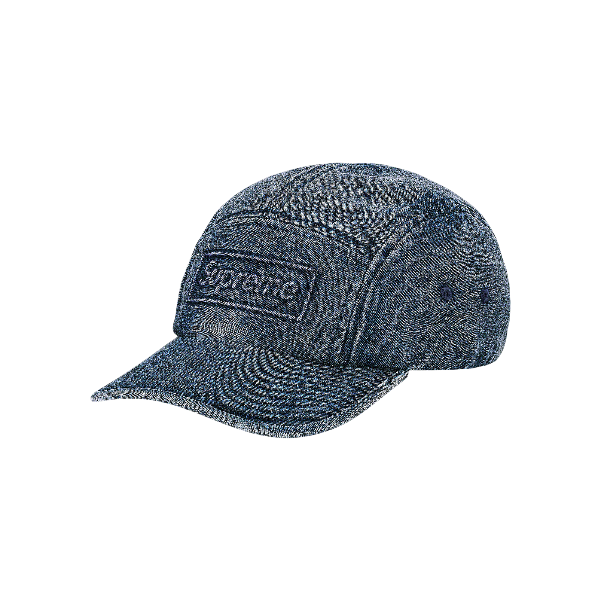 Supreme Embossed Denim Camp Cap - Blue | Editorialist