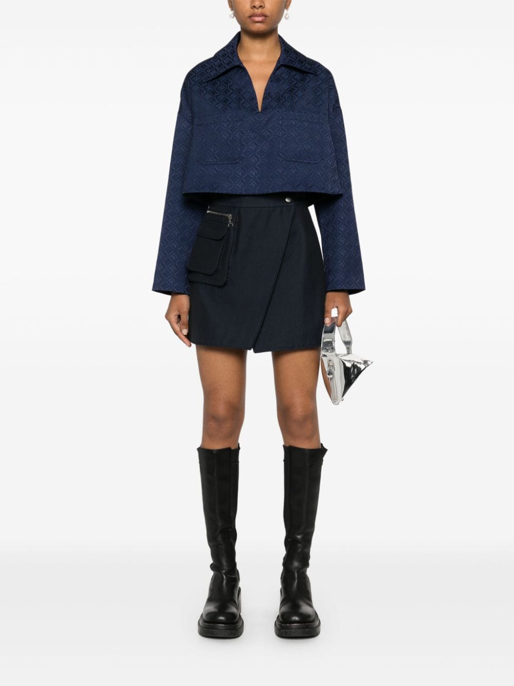 MARINE SERRE Marine Serre Moon Diamond Jacquard Vareuse Cropped Jacket