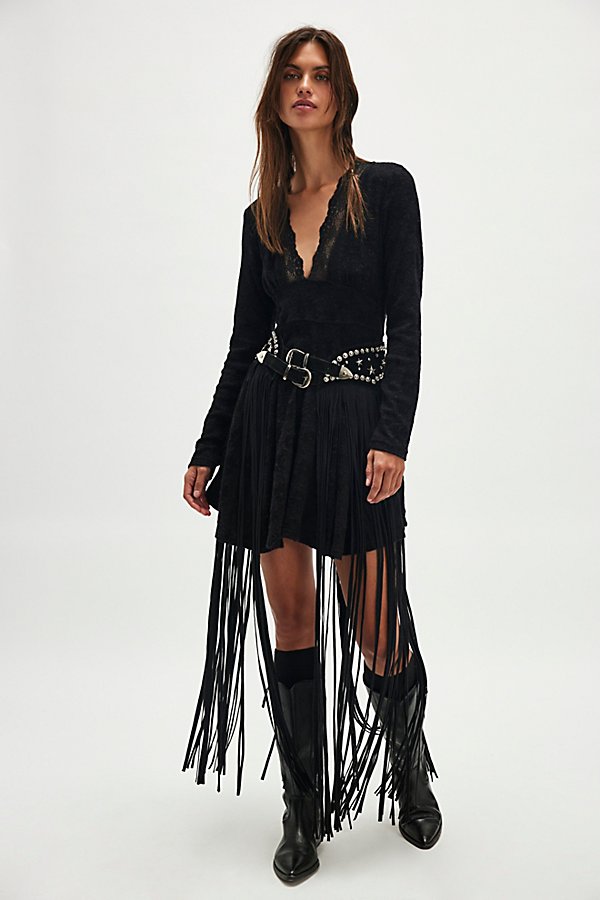Understated Leather Paris Texas Maxi Skirt Belt - Black  display picture 1