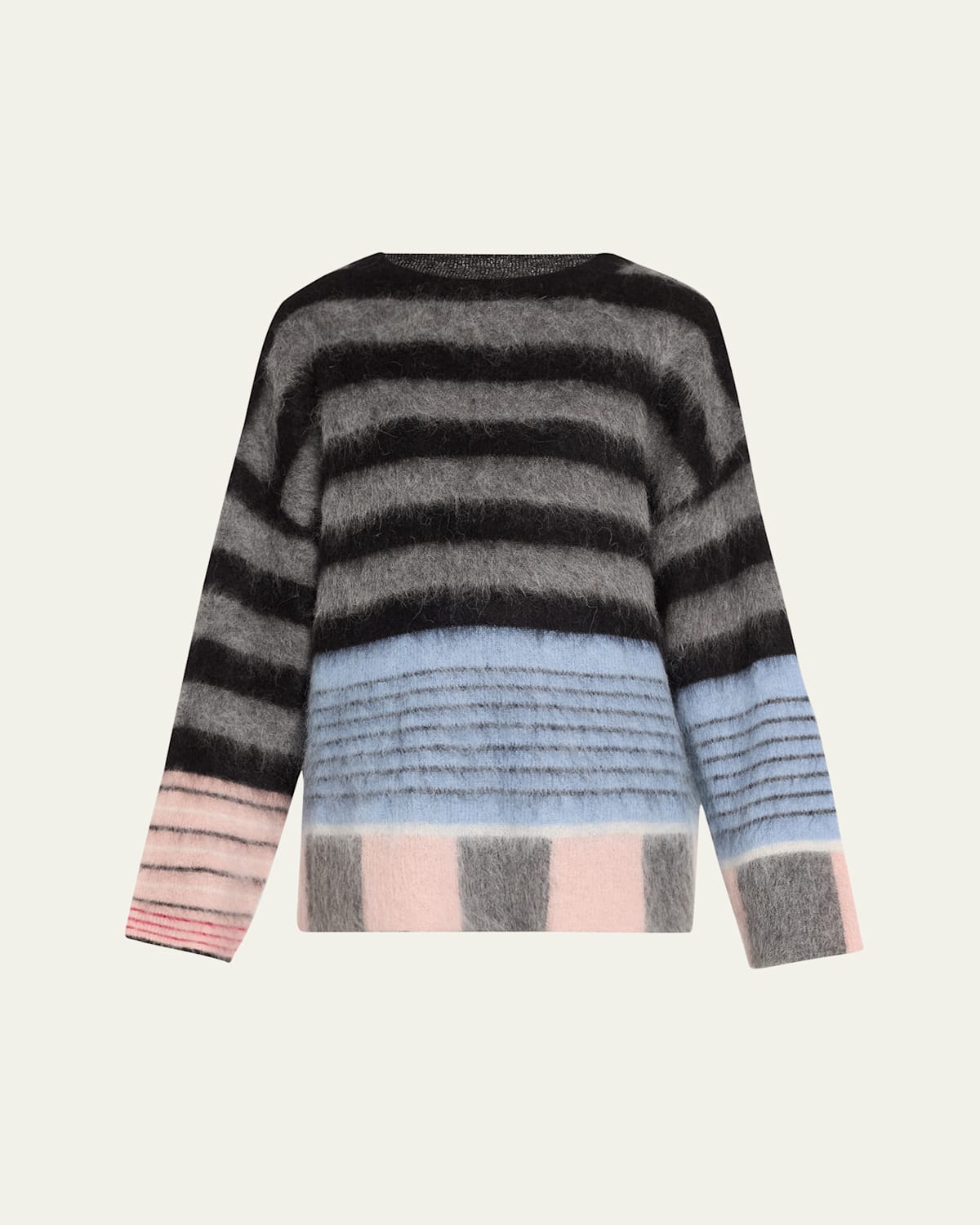 Zankov Ivan Abstract Stripe Oversized Brushed Alpaca Sweater - Black ...