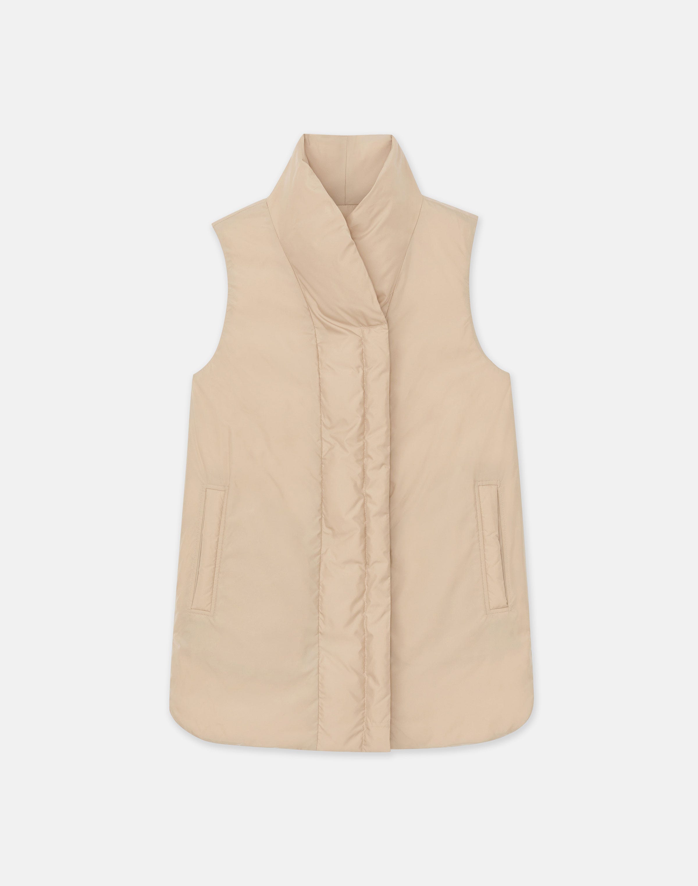 Lafayette 148 New York Recycled Tech Reversible Down Vest In Beige
