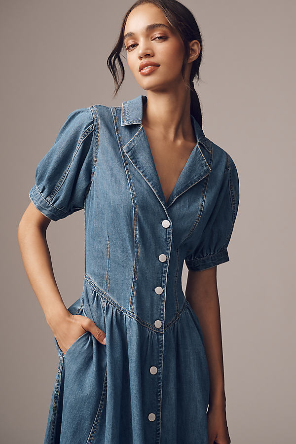 pilcro short-sleeve ruffled midi shirt dress Pilcro Short-Sleeve Ruffled Midi Shirt Dress