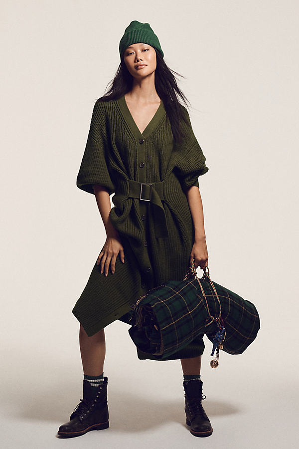 long sleeve belted cardigan sweater midi dress Long-sleeve Belted Cardigan Sweater Midi Dress