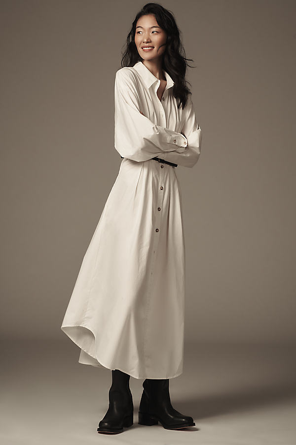 anthropologie pleated buckle midi shirt dress Anthropologie Pleated Buckle Midi Shirt Dress In Blue - 41% Off