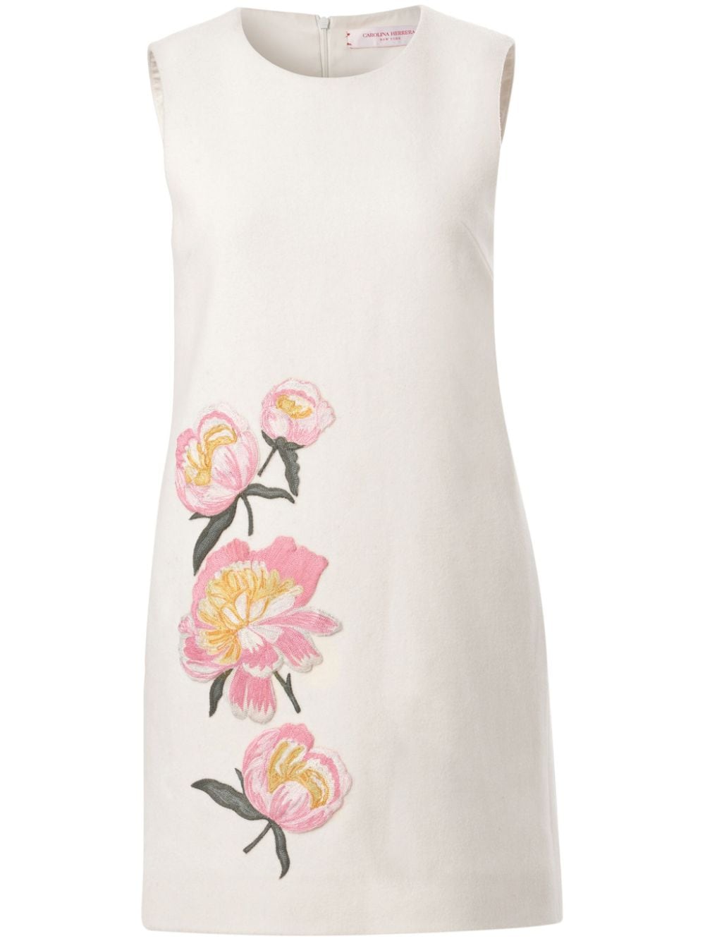 Carolina Herrera Floral-Embroidered Shift Mini Dress In White - 50% Off |  Editorialist