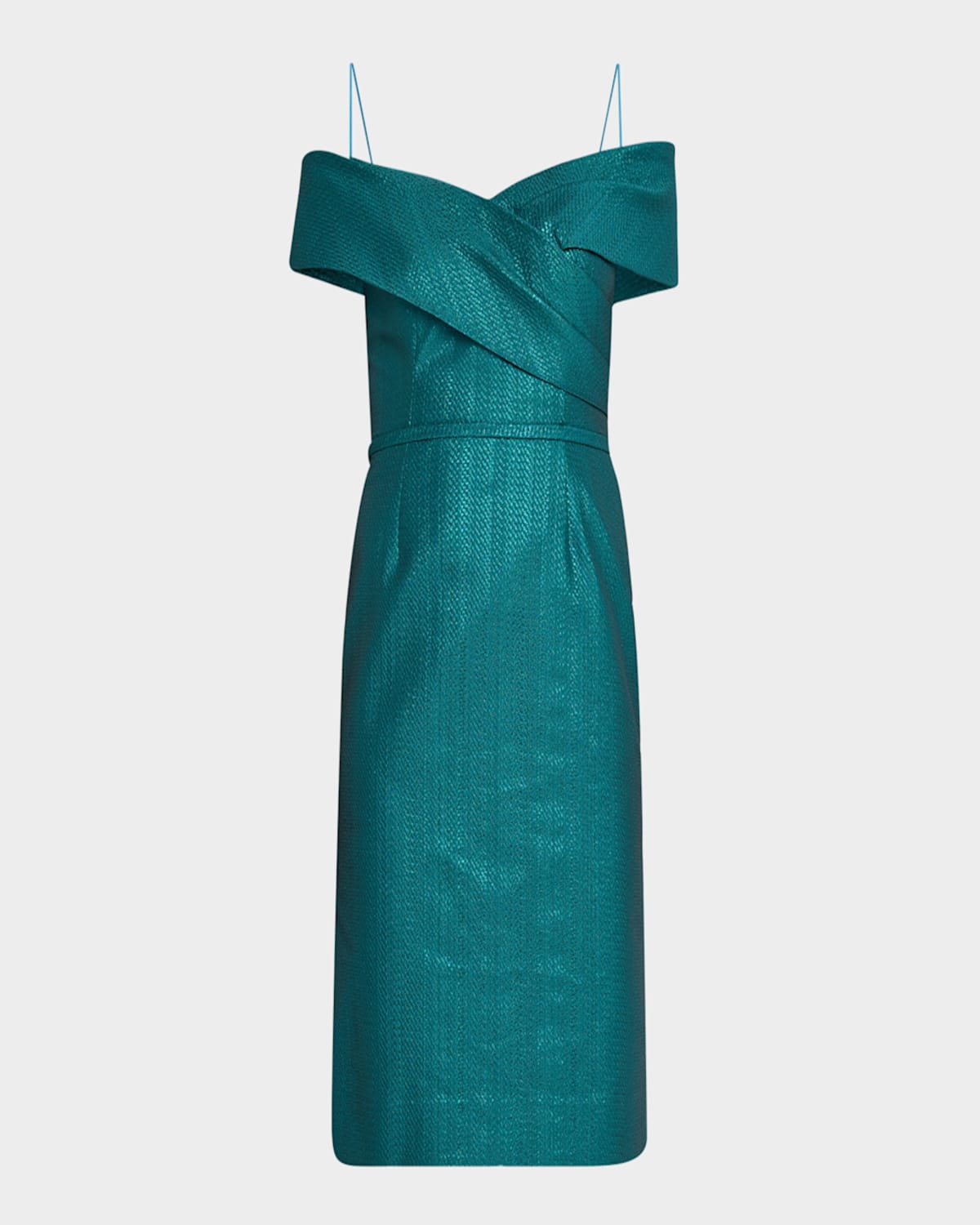 Rickie Freeman For Teri Jon Off-Shoulder Metallic Jacquard Dress In Emerald - 75% Off | Editorialist Rickie Freeman For Teri Jon Off-Shoulder Metallic Jacquard Dress In Emerald - 75% Off | Editorialist