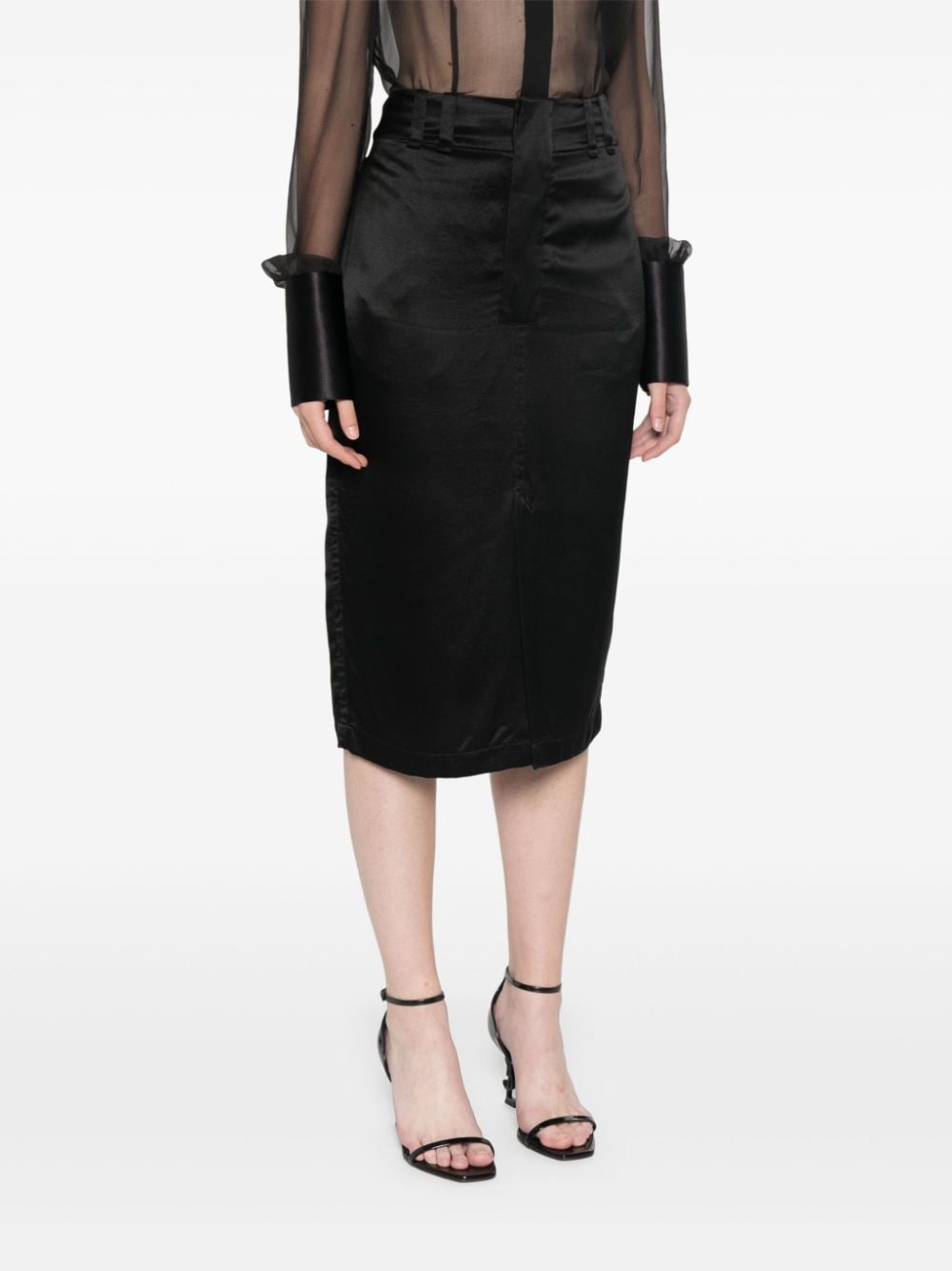 SAINT LAURENT Saint Laurent Silk Crepe De Chine Midi Skirt