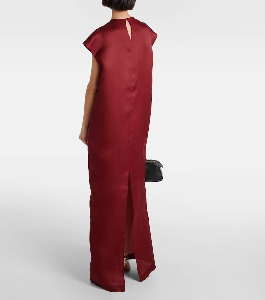 Khaite Candita Scarf-Detailed Gathered Silk-Georgette Maxi Dress In Blue -  30% Off | Editorialist