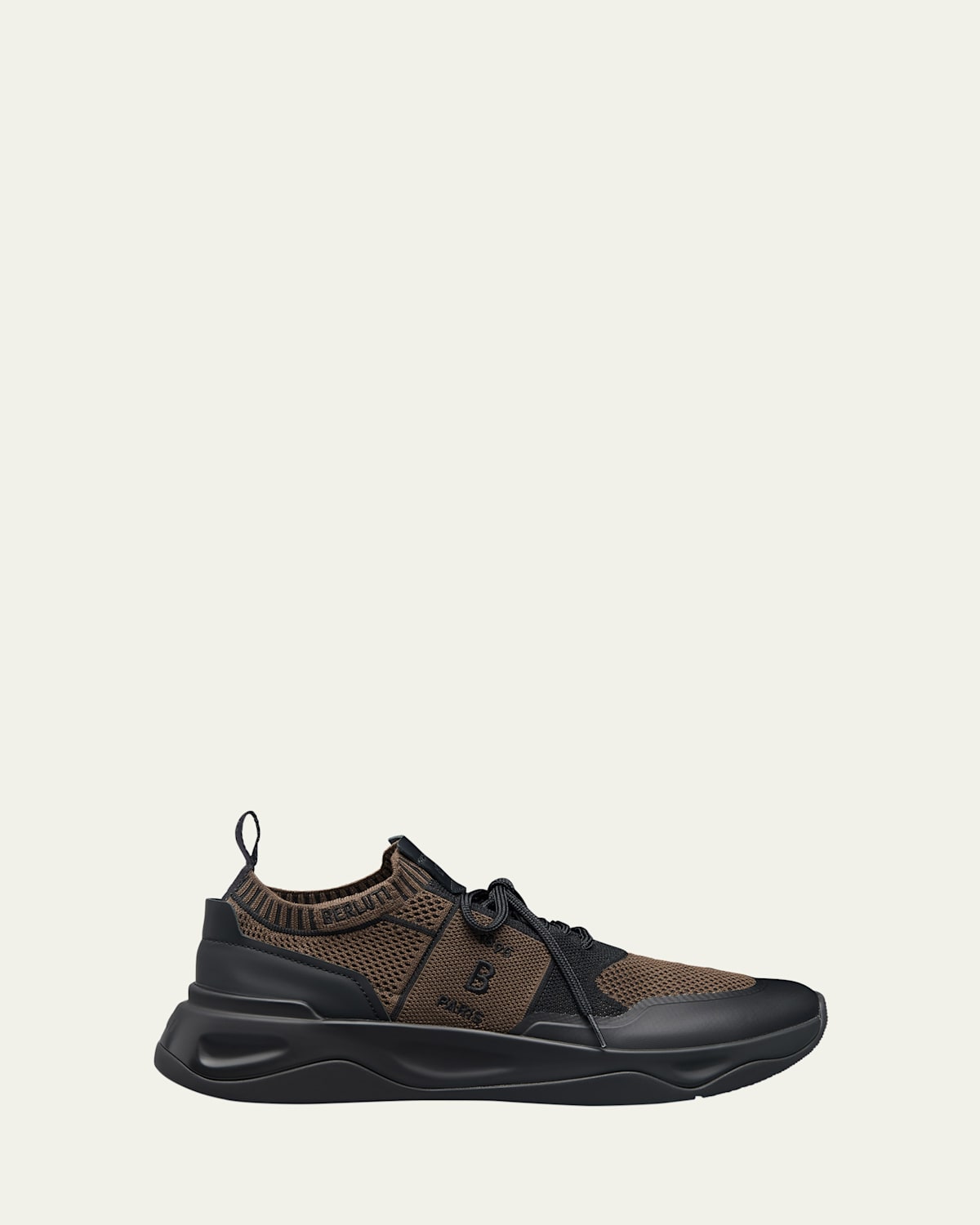 Berluti Shadow Knit Runner Sneakers - Brown/Black | Editorialist display picture 1