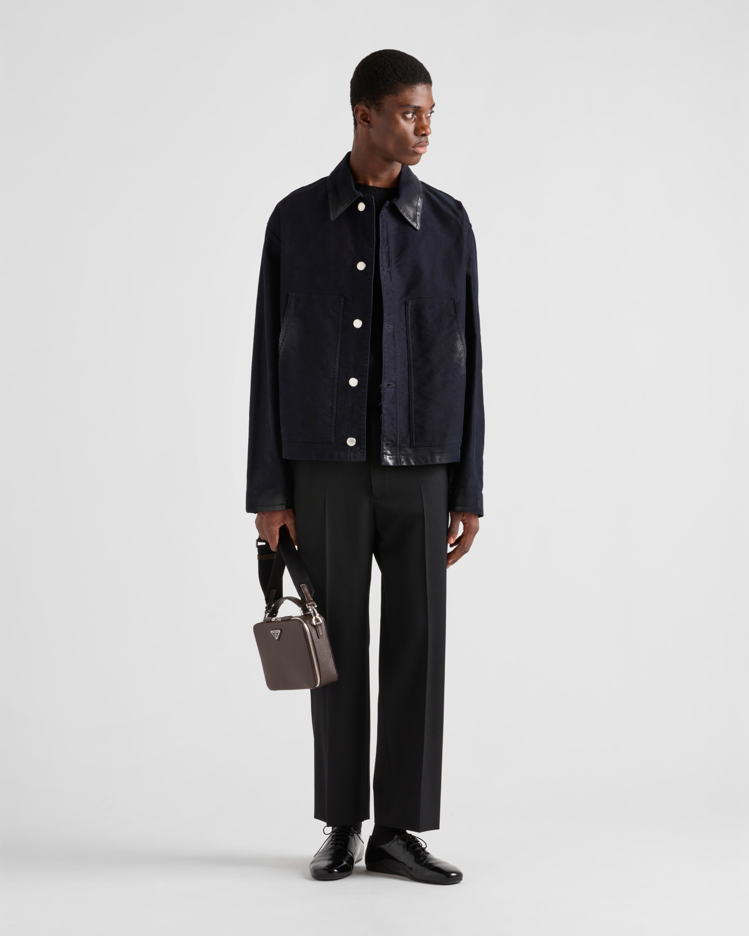 Prada Moleskin Blouson Jacket - Navy | Editorialist