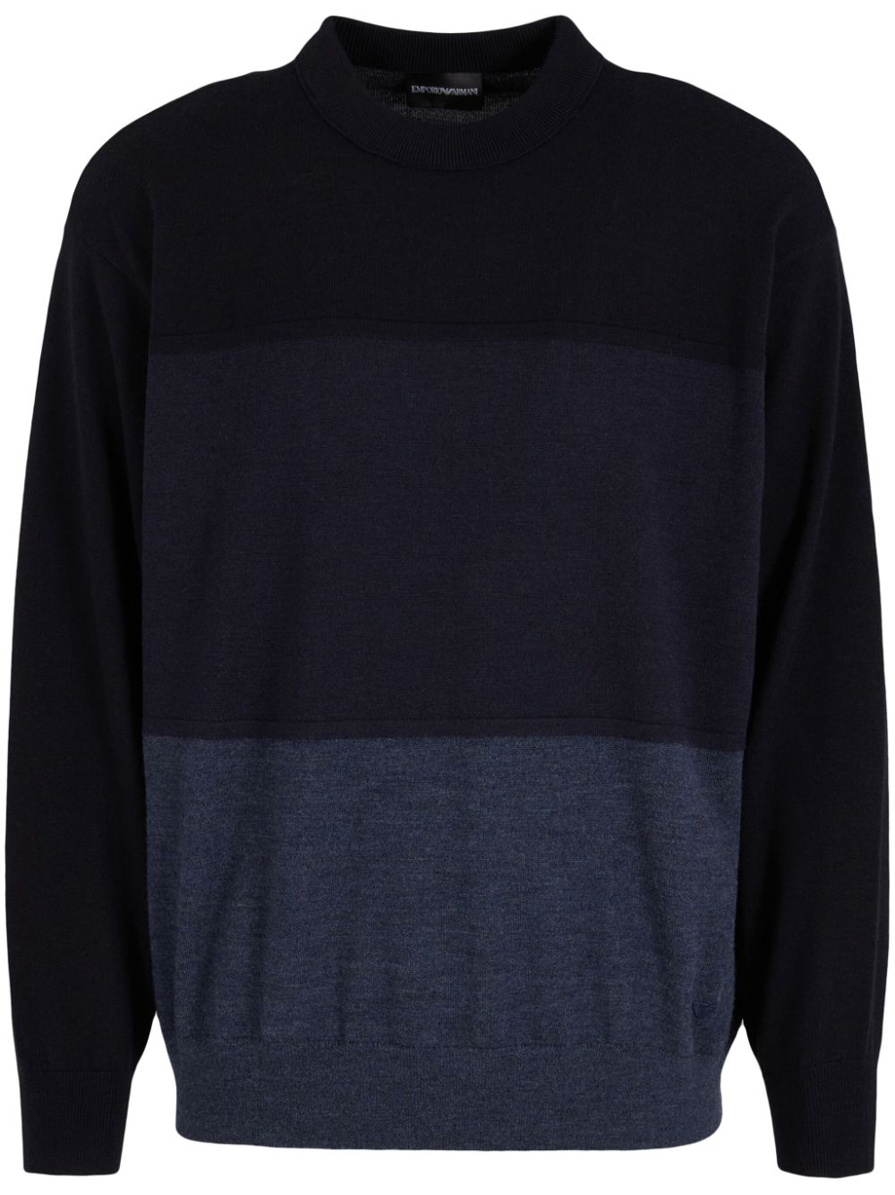 Emporio Armani Colour-Block Virgin-Wool Jumper - Blue - 30% Off ...