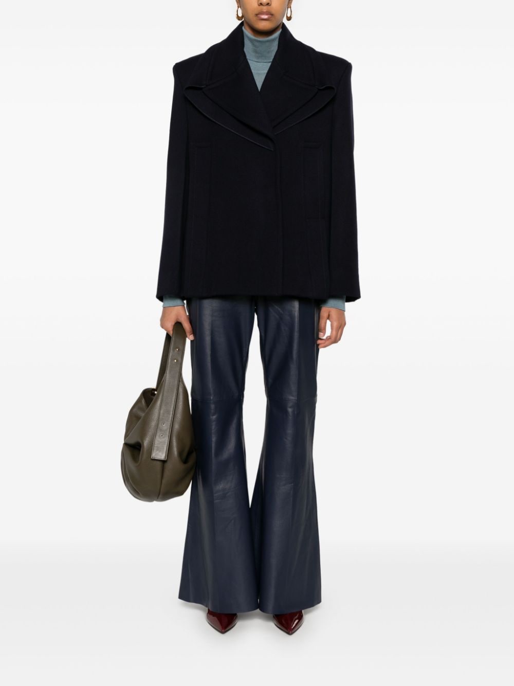 VICTORIA BECKHAM Pointed-Shoulder Pea Coat