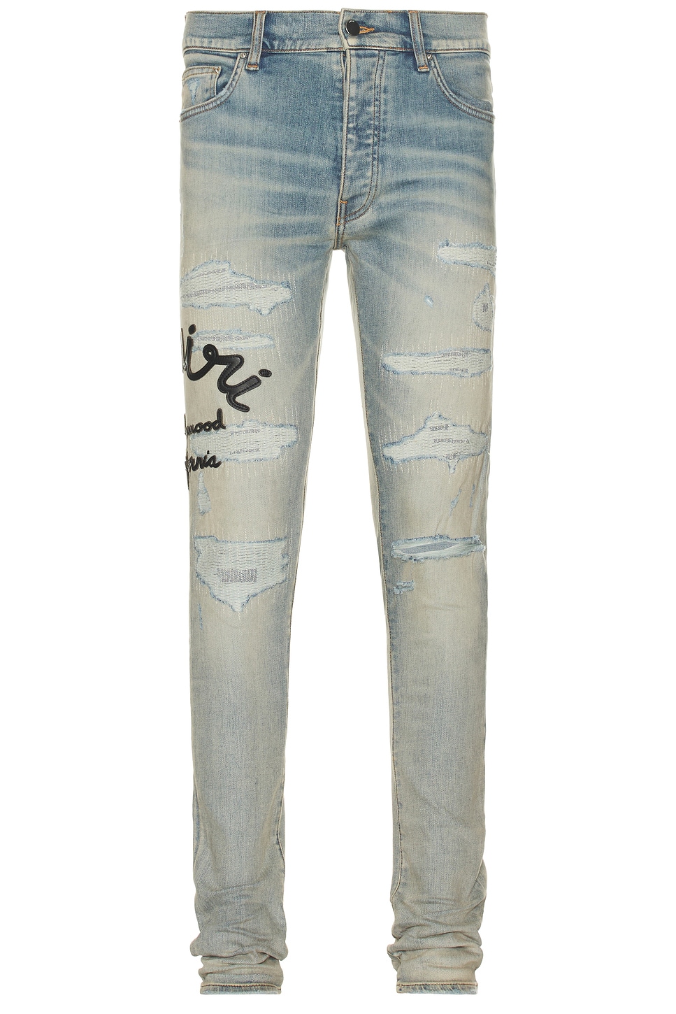 Amiri Thrasher Jeans In Antique Indigo 50% Off Editorialist