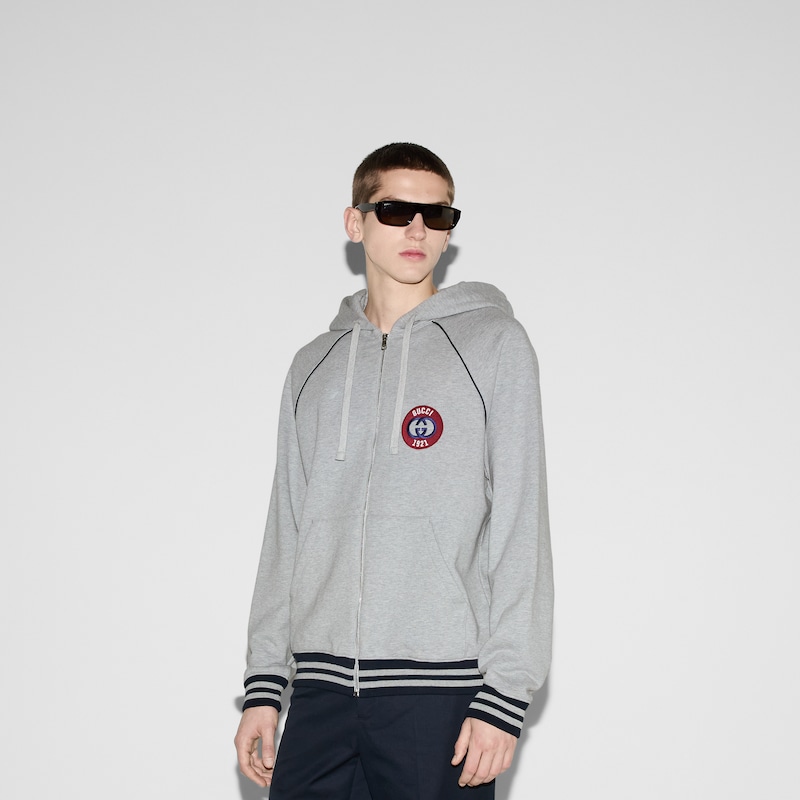 Gucci Light Felted Cotton Blend Zipped Jacket With Interlocking