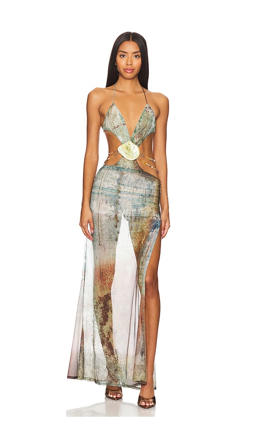 green jaded london dress Hime Maxi Dress in Cheetah Khaki – motelrocks-com-us
